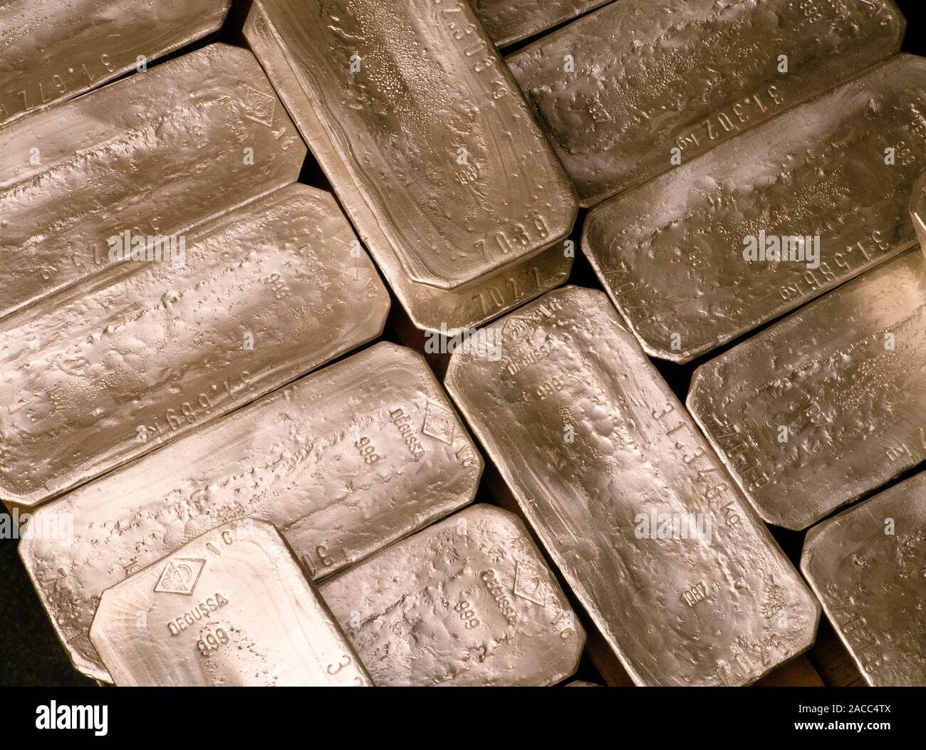 Silver bars. Silver ingots weighing 31.346kg (kilograms). The weight ...