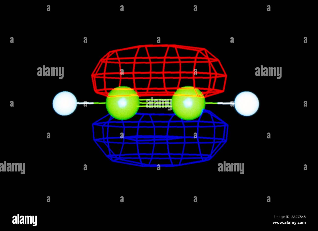 Computer graphics representation of an acetylene (ethyne) molecule ... Computer graphics representation of an acetylene (ethyne) molecule ...