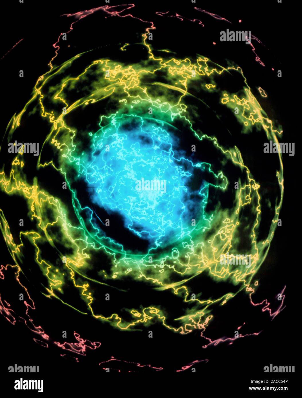 Electron density of a helium atom. This image represents the quantum ...