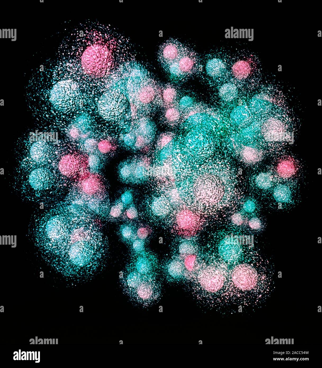 Quark structure of the silicon nucleus. Computer visualisation of the ...