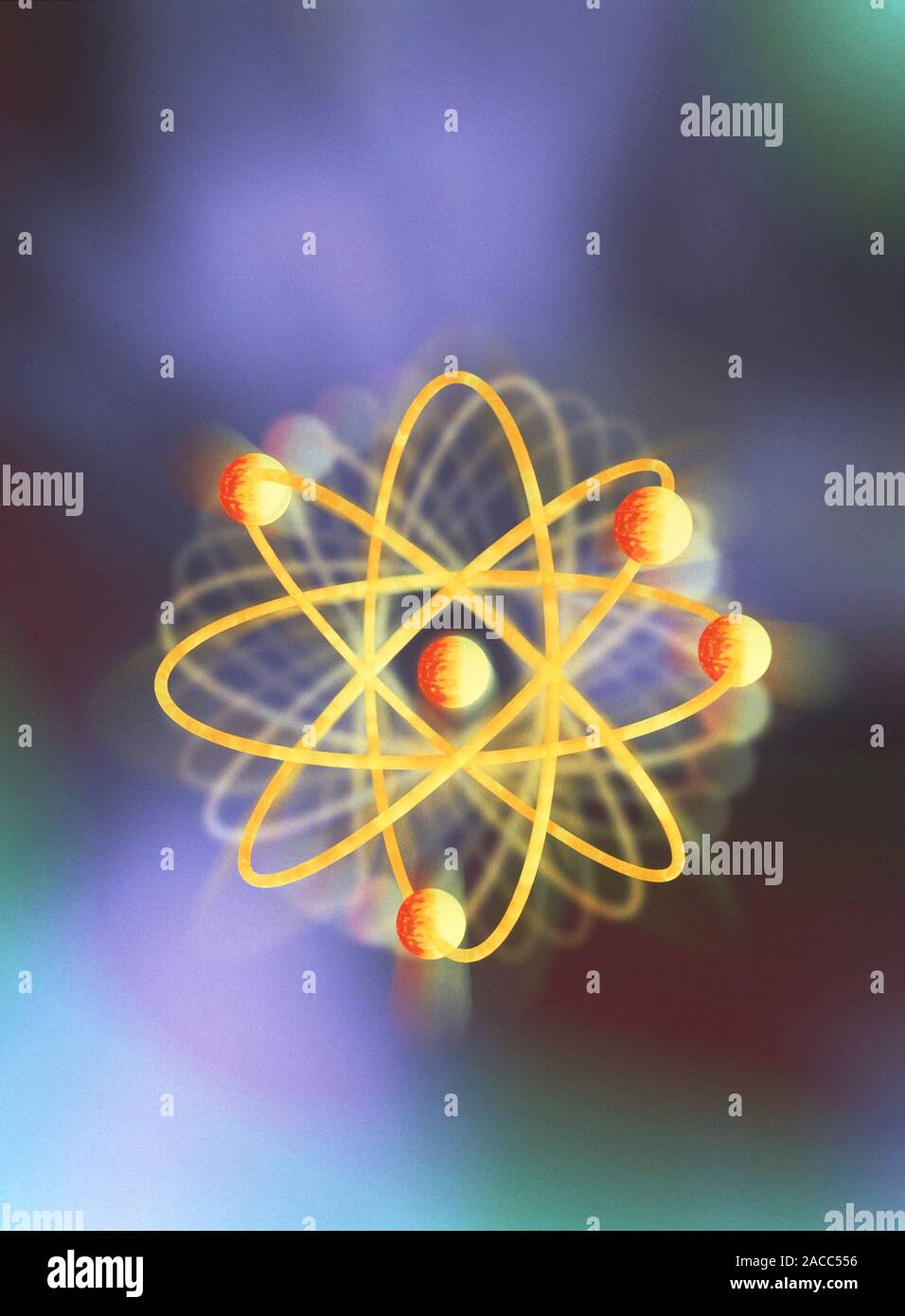 Atomic structure. Computer artwork representing a single atom of ...
