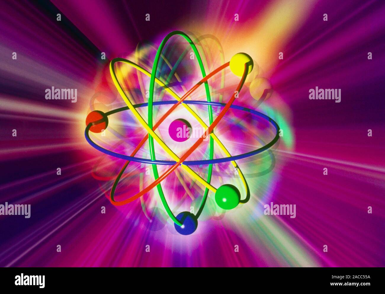 Atomic structure. Computer artwork representing a single atom of ...