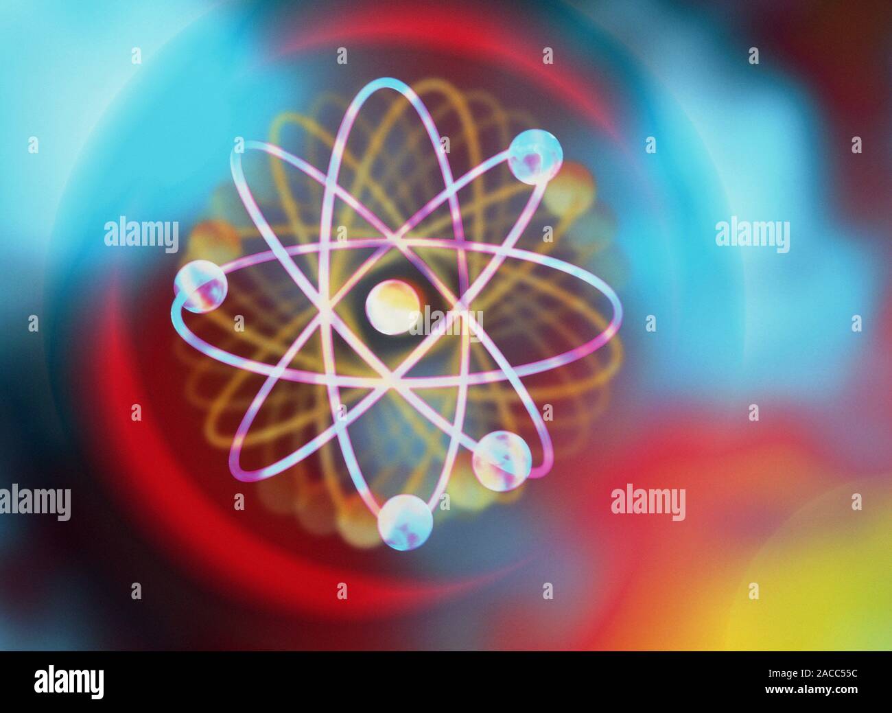 Atomic structure. Computer artwork representing a single atom of ...