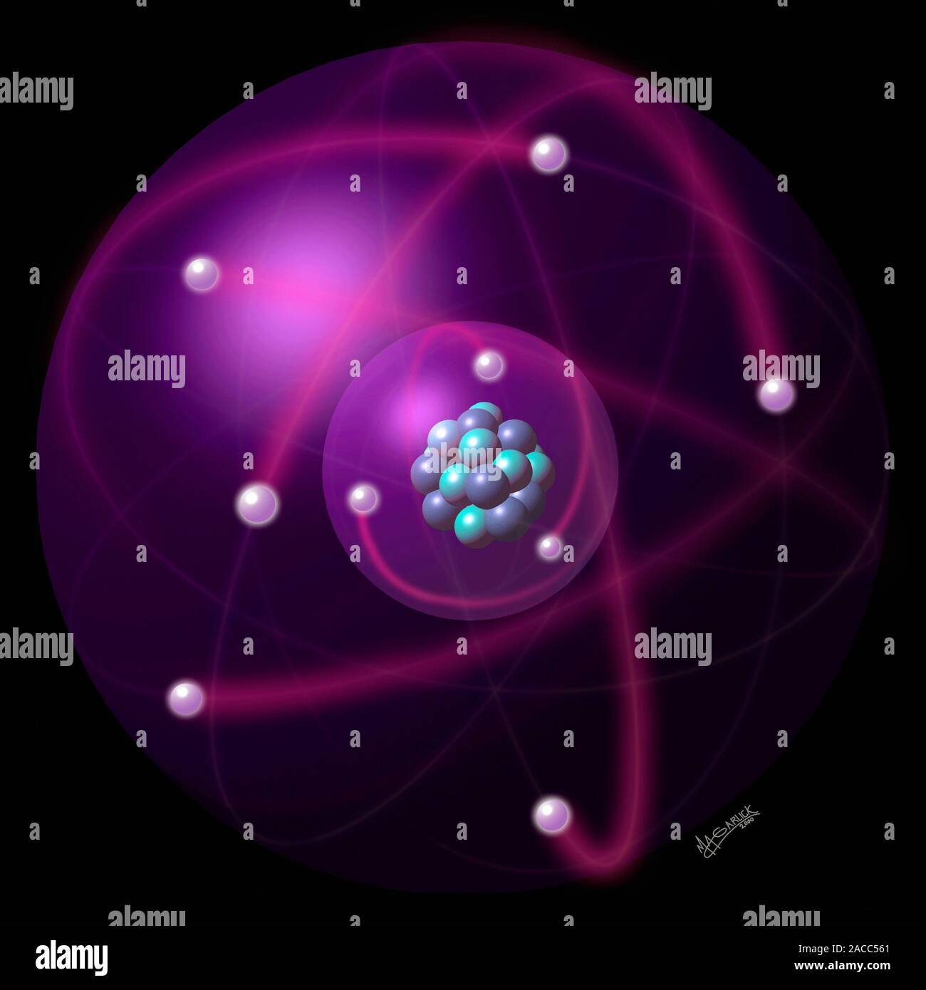 Atomic structure. Artwork depicting the classical model of the ...