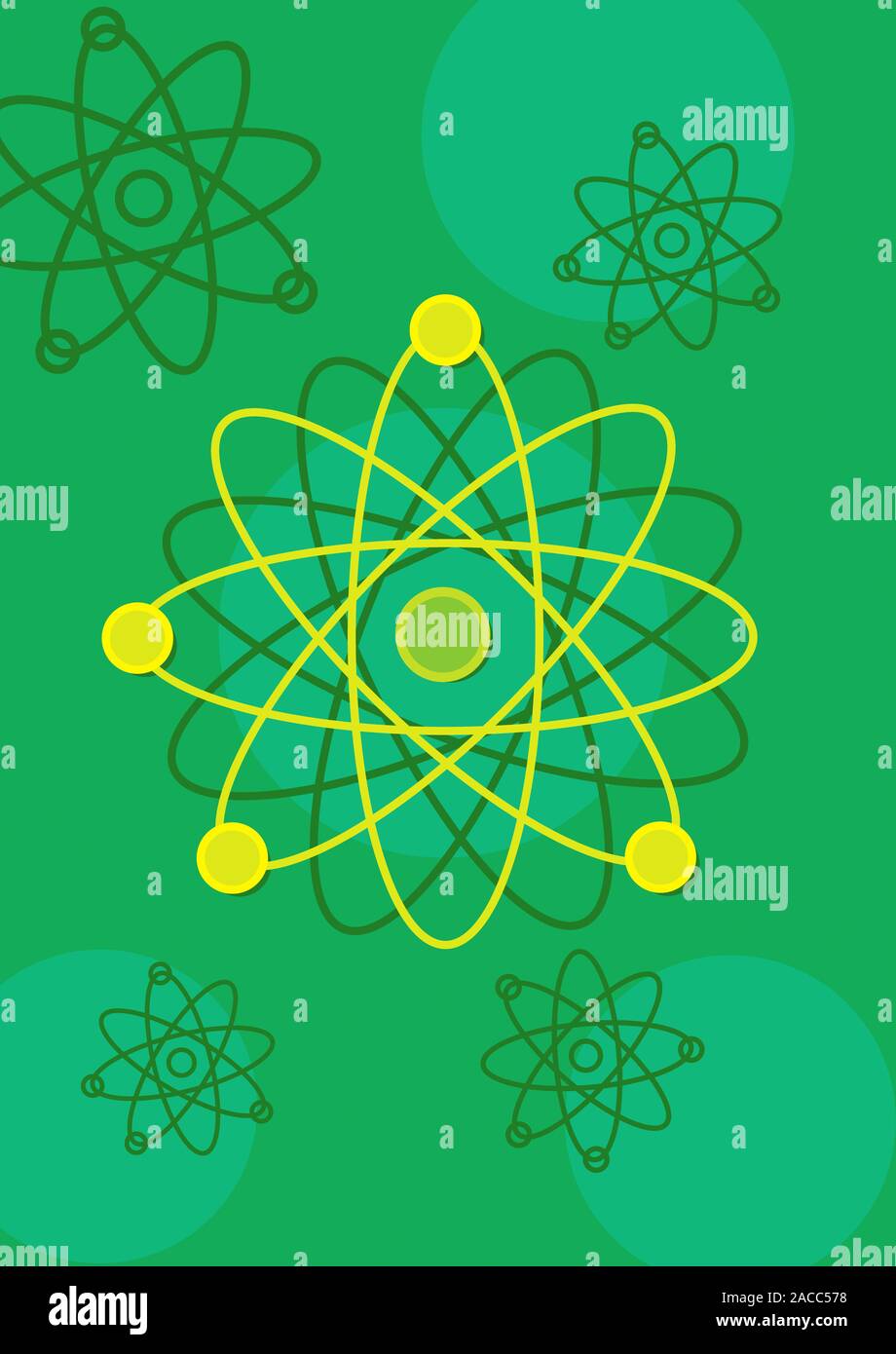 Atomic structure, computer artwork. In the centre of the atom is the ...