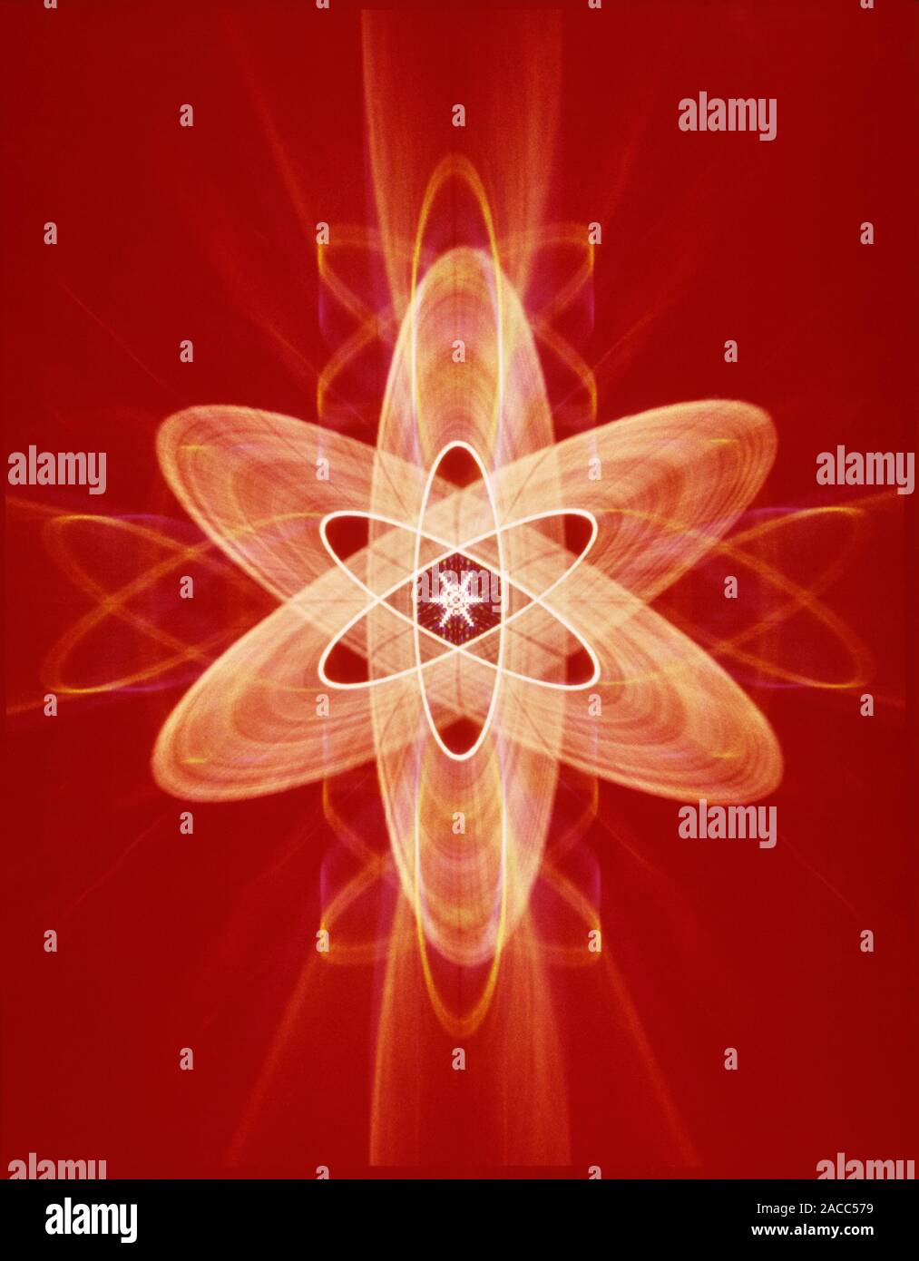 Atomic structure. Computer artwork representing the structure of an ...