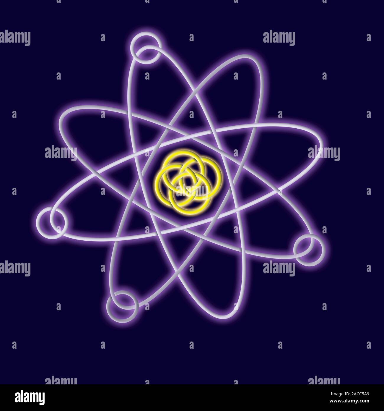 Atomic structure, computer artwork. Schematic representation of the ...