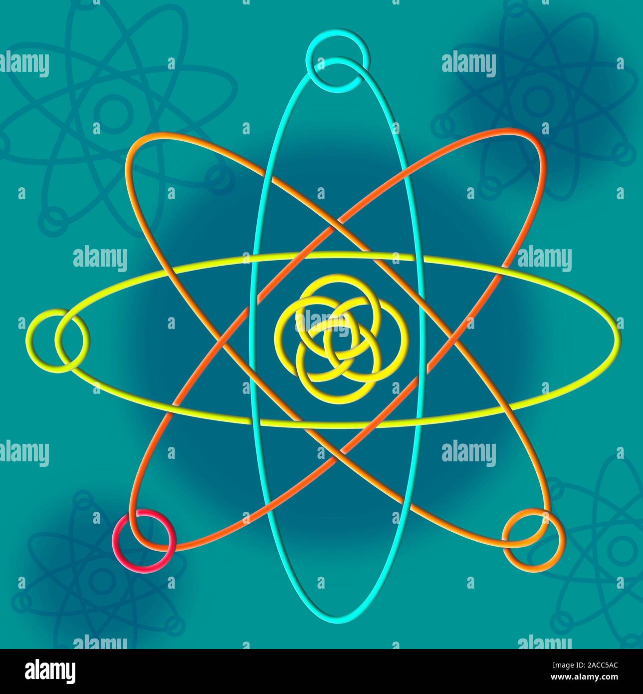 Atomic structure, computer artwork. Schematic representation of the ...