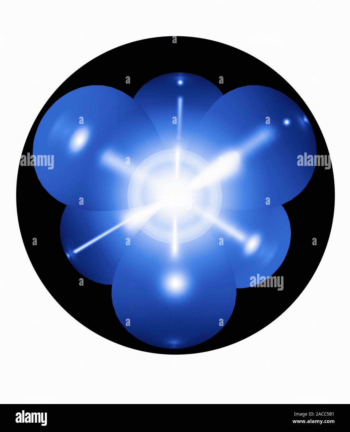 Neon atom. Computer artwork of electron orbitals in a neon atom. The ...