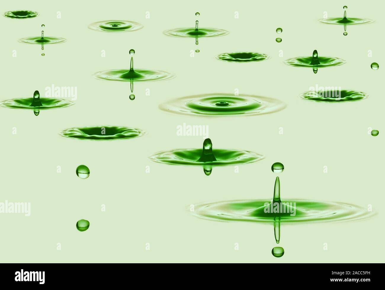 Rain drop impacts. High-speed photograph of rain drops impacting and ...