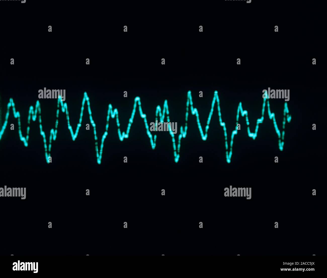 Sound wave. Oscilloscope trace of a sound wave from a violin. A pure ...