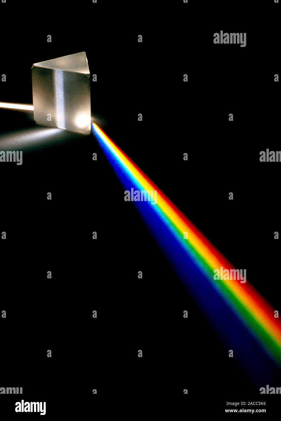 White light passing through a triangular prism, which splits the light ...