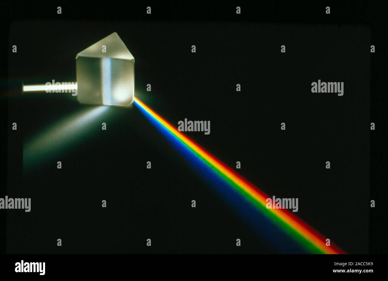 White light passing through a triangular prism, which splits the light ...