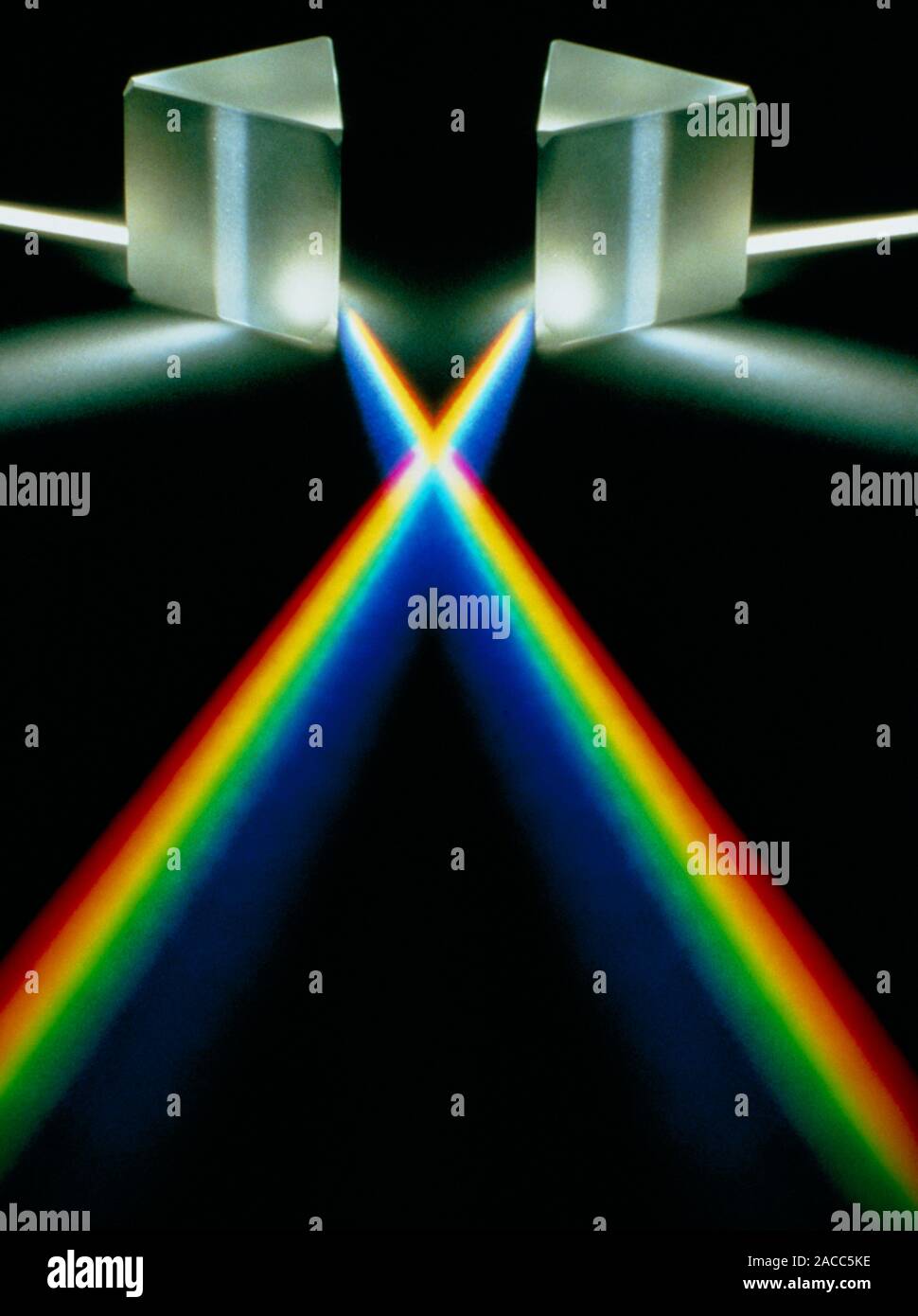 Double exposure of white light passing through a triangular prism ...