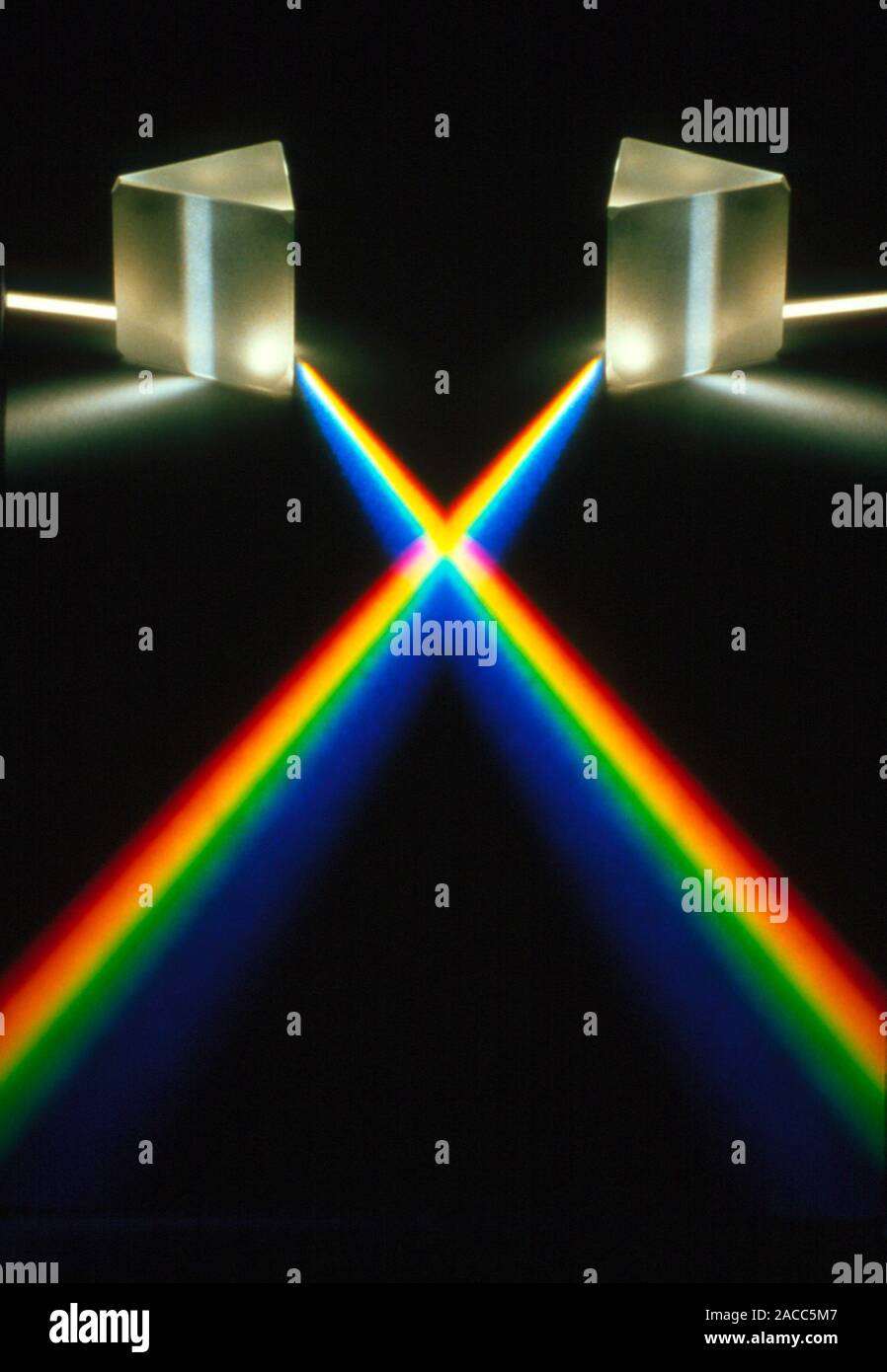 Multiple exposure of white light through a triangular prism, which ...