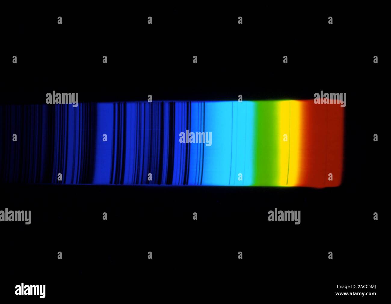 The spectrum of the Sun, when spread out by a spectrograph, shows dark ...