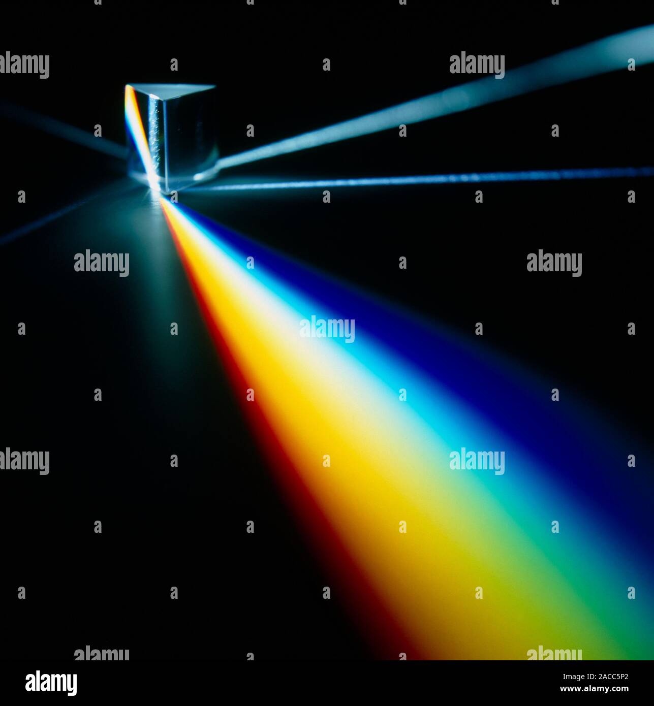 Light spectrum. White light beam is split into its spectral colours as ...
