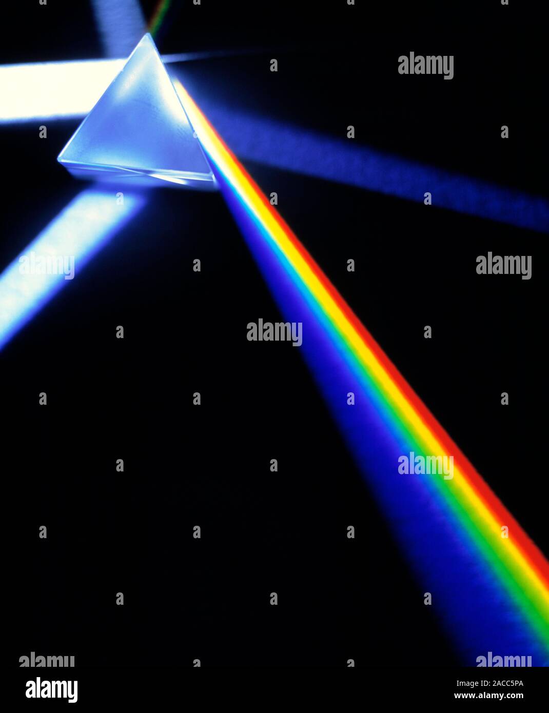 Light spectrum. White light beam being split into its spectral colours ...