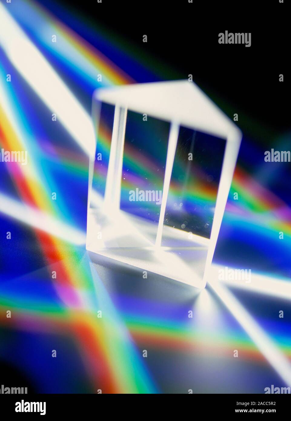 Refraction. White light being refracted as it passes through a ...