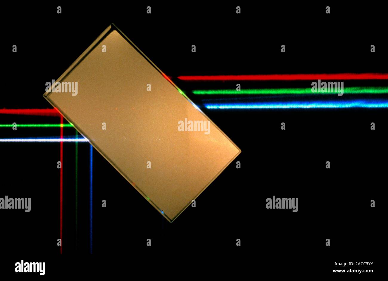 Use of rectangular glass block to demonstrate light refraction Stock ...