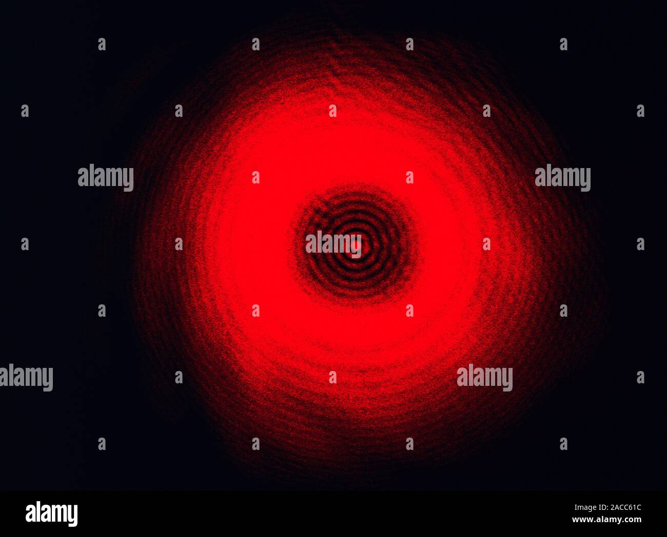 Diffraction pattern created by shining a monochromatic (single ...