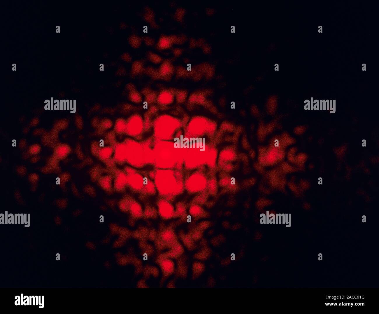 Diffraction pattern formed by laser light passed through cloth. This ...