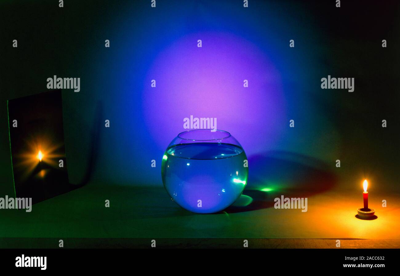 Water lens. View of a water lens projecting the inverted image of a ...