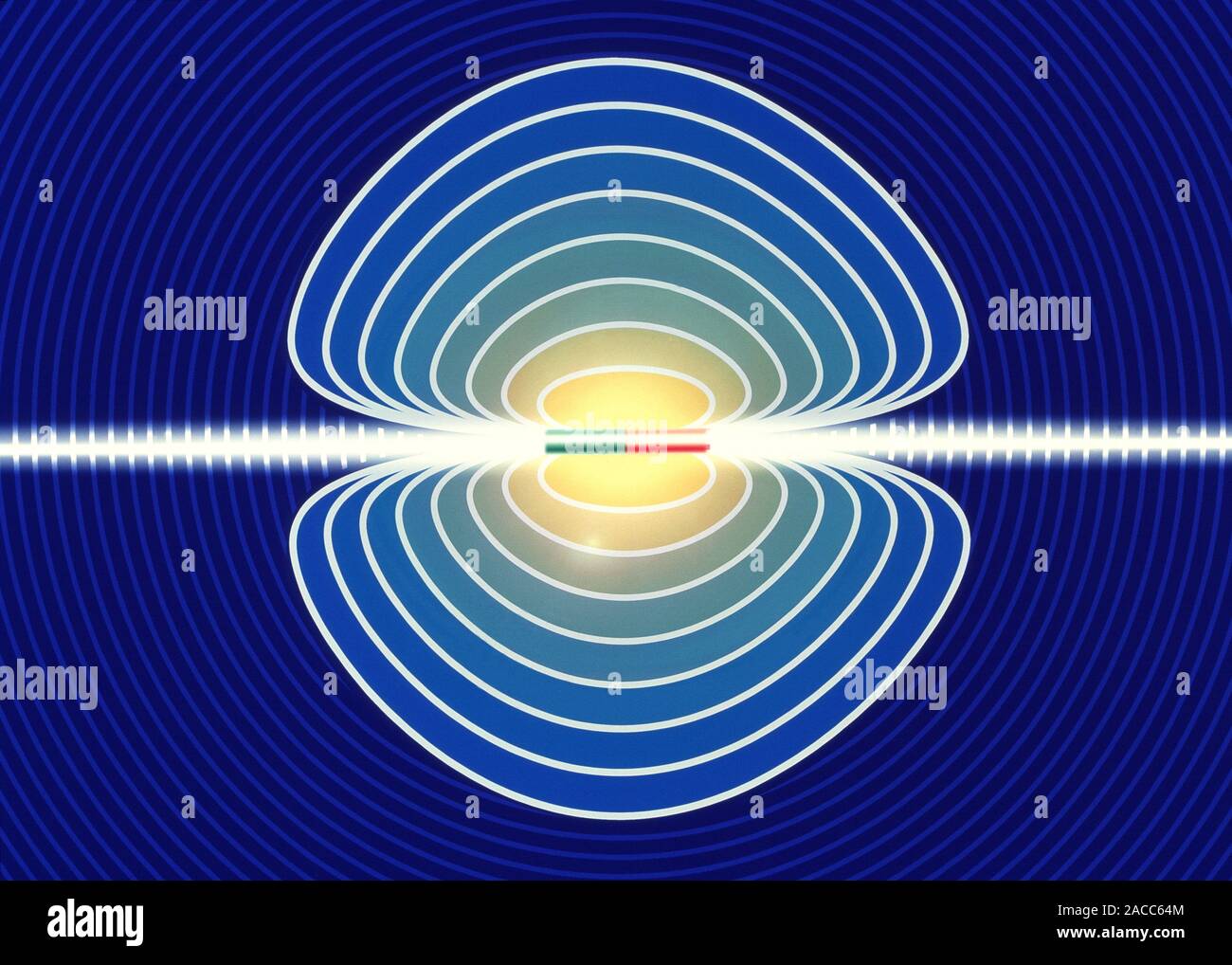 Magnetic field. Computer artwork of the magnetic field around a magnet ...