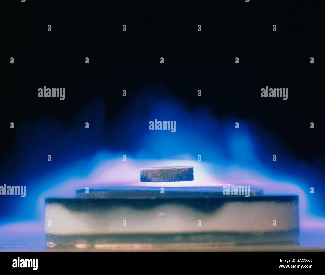 Demonstration of magnetic levitation of one of the new high-temperature ...