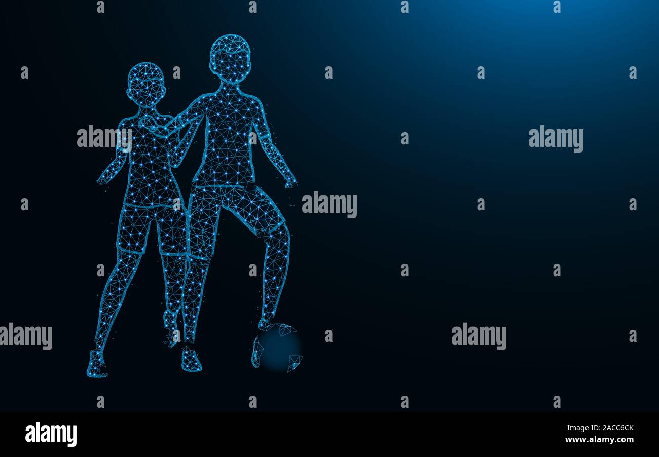 Football players low poly design, Soccer game abstract geometric image ...