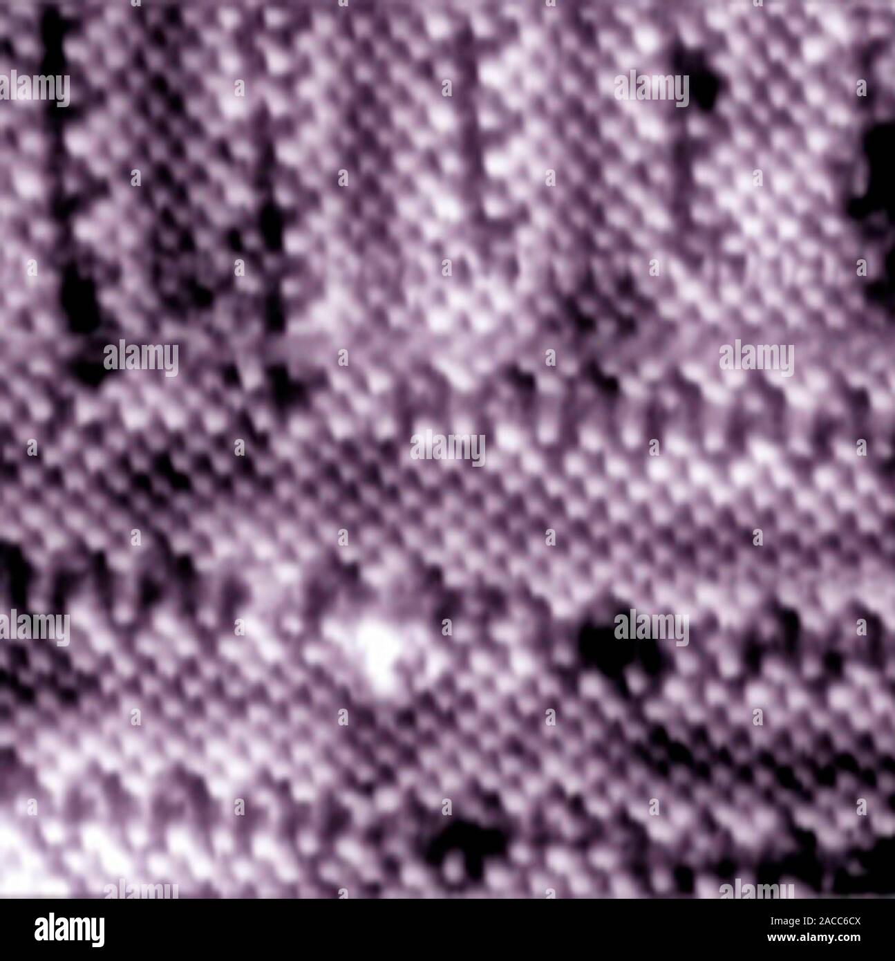Superconductor surface. Coloured scanning tunnelling micrograph (STM ...