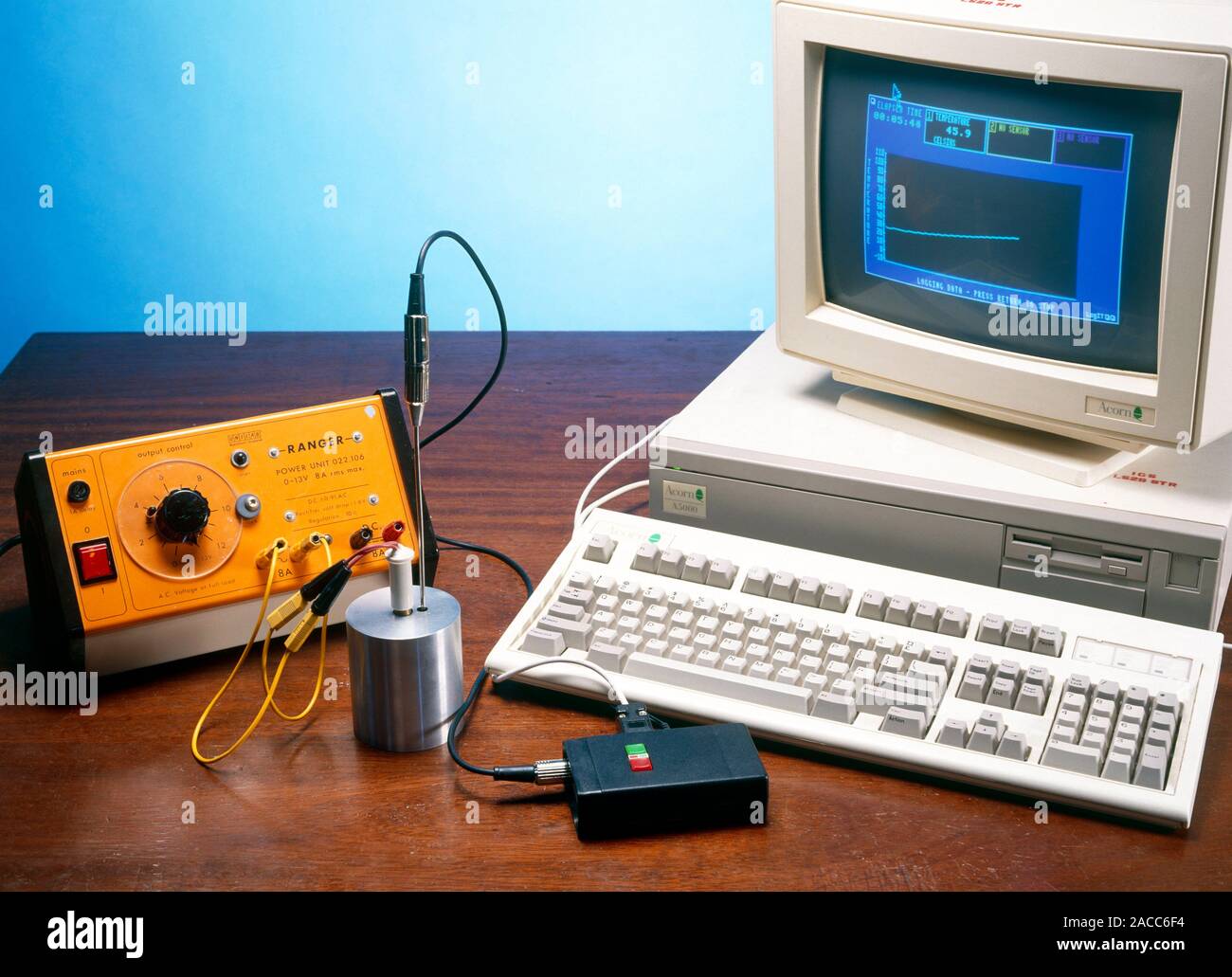 Measuring specific heat capacity. Apparatus set up to measure the ...
