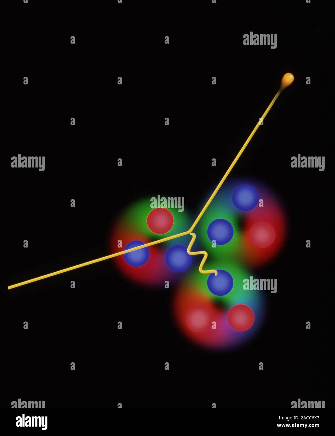 Electron Proton Collision Artwork Illustrating A Collision Event Between An Electron And A