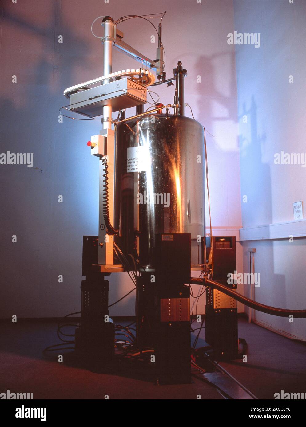 Quantum computer. Superconducting magnet housing a liquid solution of a ...