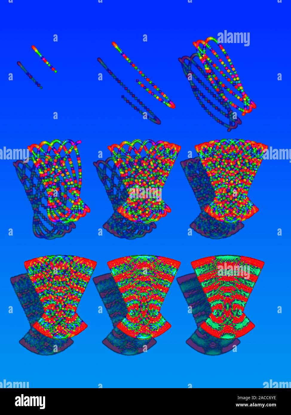 Classical to quantum physics. Sequence of computer models showing the ...