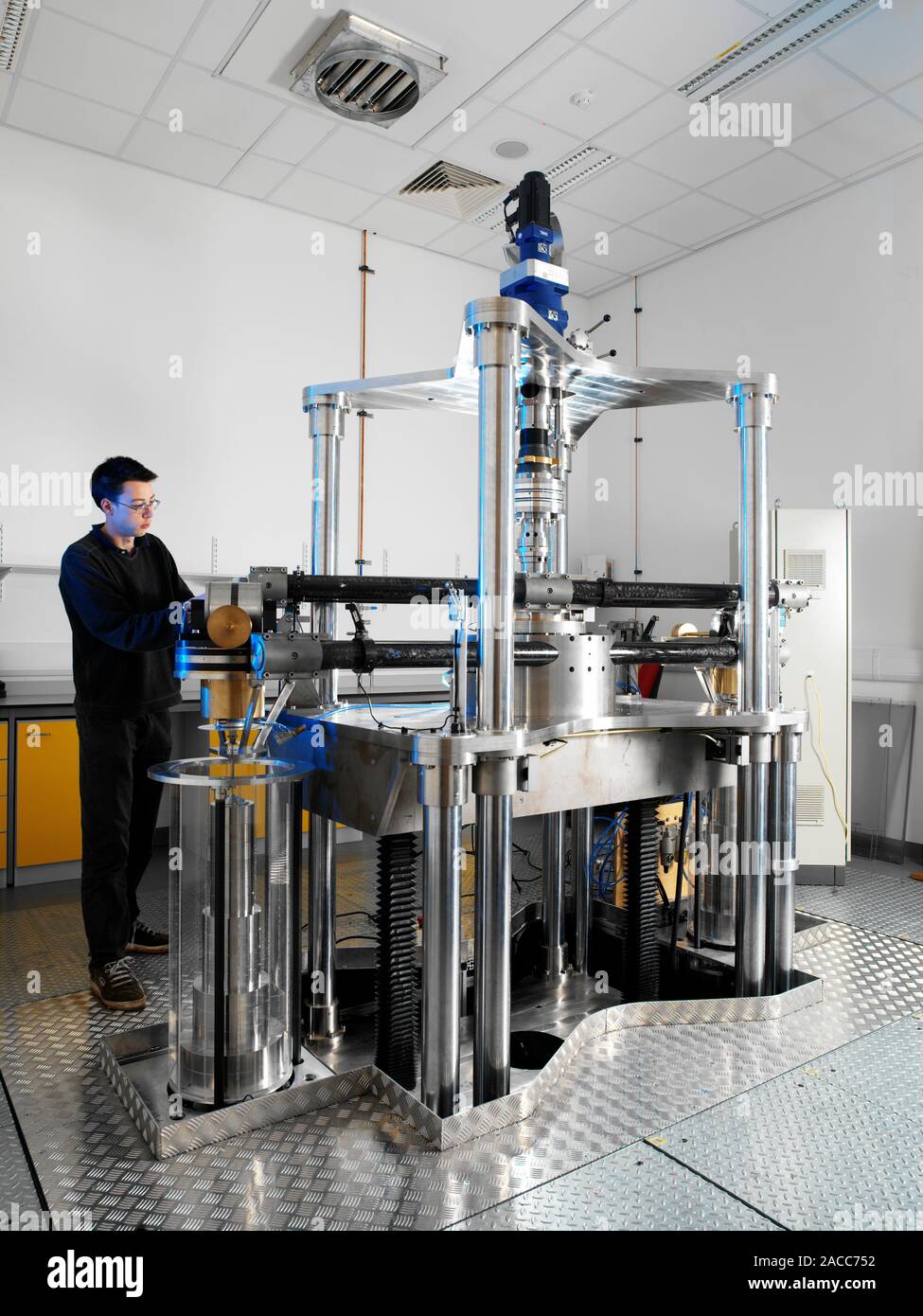 Torque machine. Physicist making adjustments to a 2 kN m torque ...