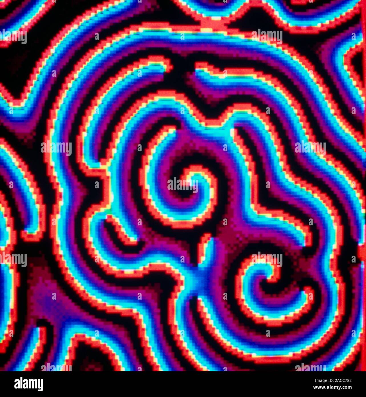 Computer model of a chemical wave. The model was produced by combining ...