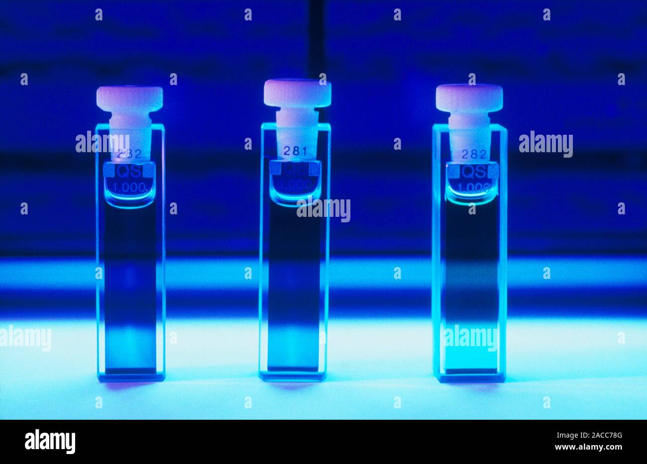 Molecular switches. Samples of chemicals which act as molecular switches being bathed in ...