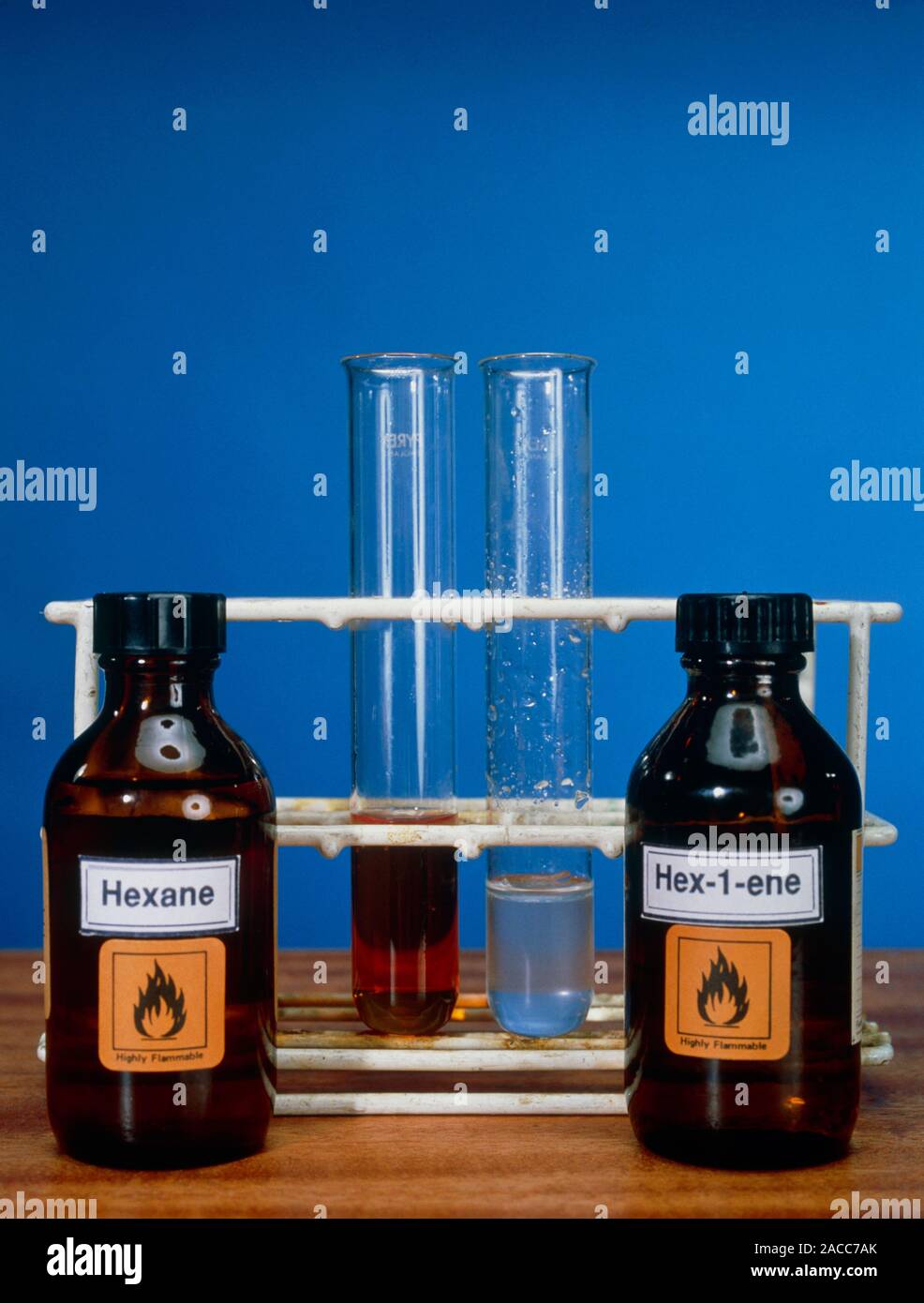 Alkene test. Image 2 of 2. Demonstration of the result of testing for ...