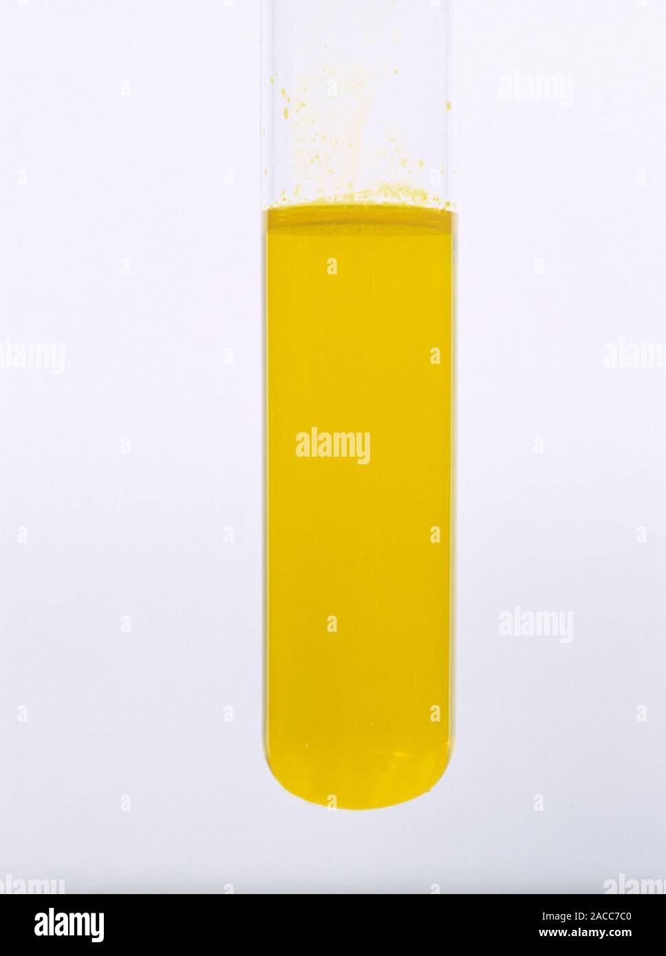 Sodium chromate (Na2CrO4) solution in a test tube. The yellow colour ...