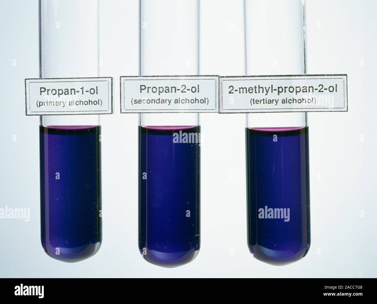 Oxidation of alcohols. Image 1 of 2. Start of an oxidation of three ...