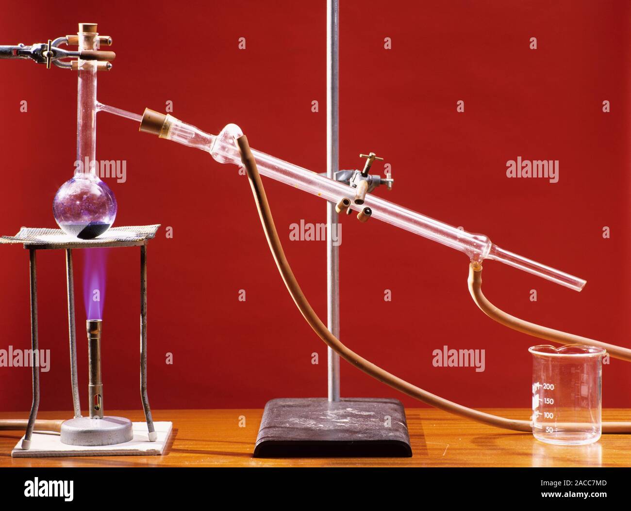 Distillation apparatus. Solution of water and ink being separated using ...