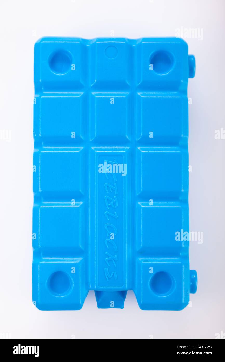 Single BlueFreezer ice block on a white background Stock Photo - Alamy