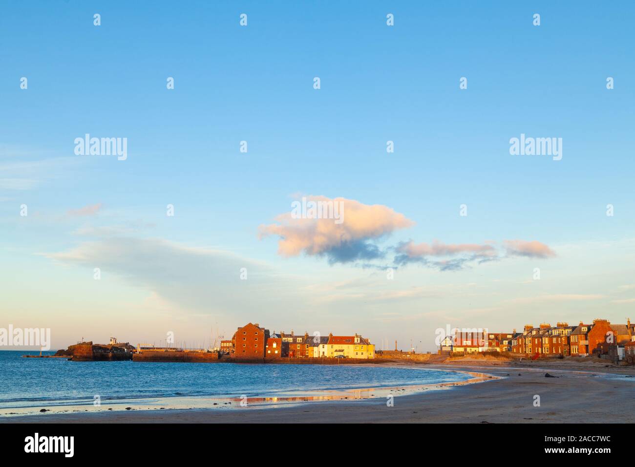 Looking across North Berwick beach to the harbour, North Berwick ...
