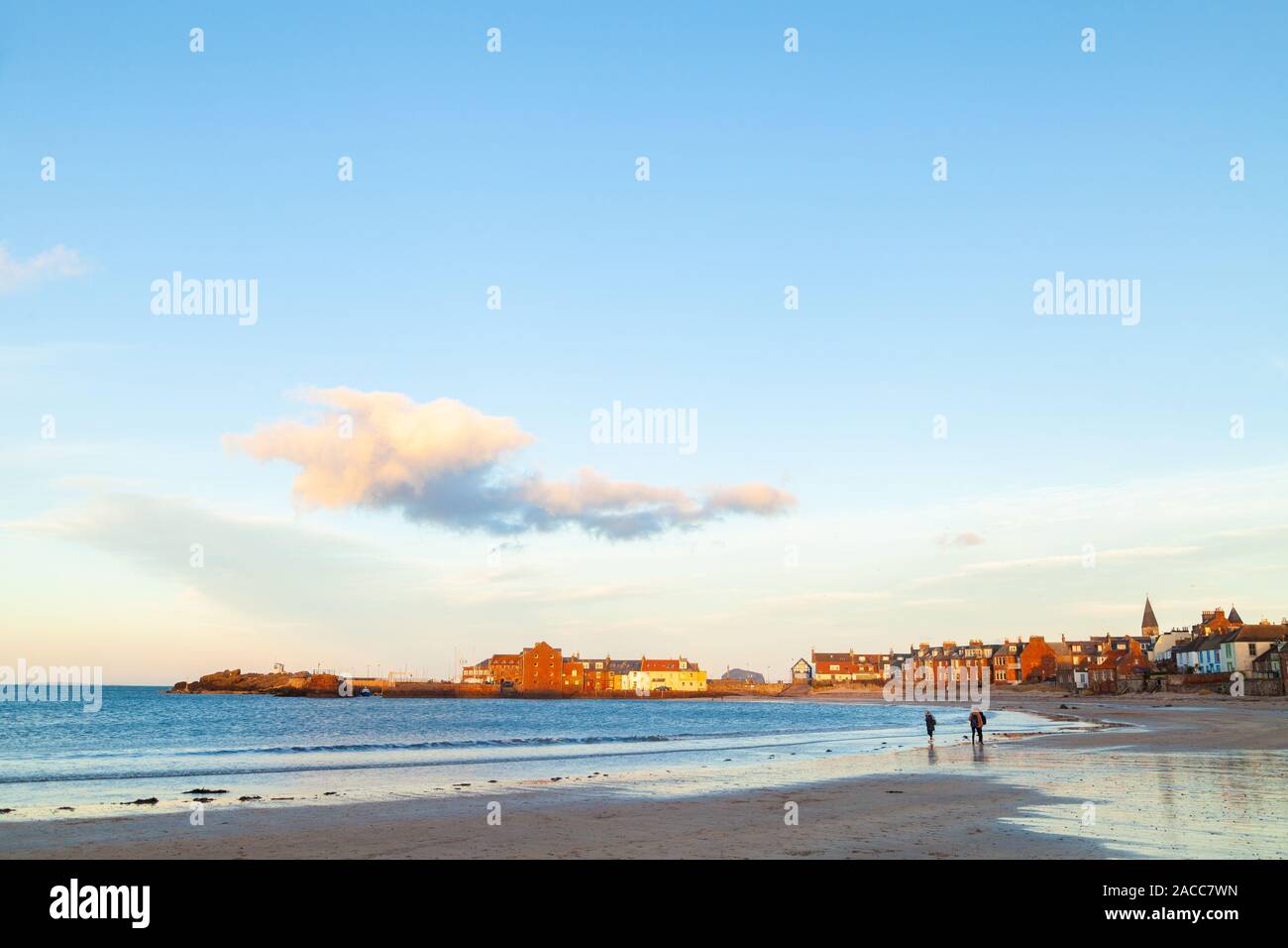 Looking across North Berwick beach to the harbour, North Berwick ...