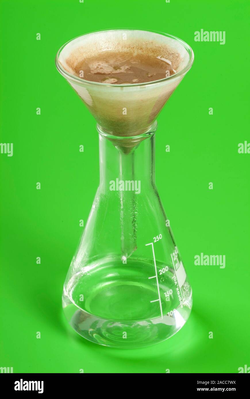 Filtering rock salt (sodium chloride) from a salt solution. The cone of ...