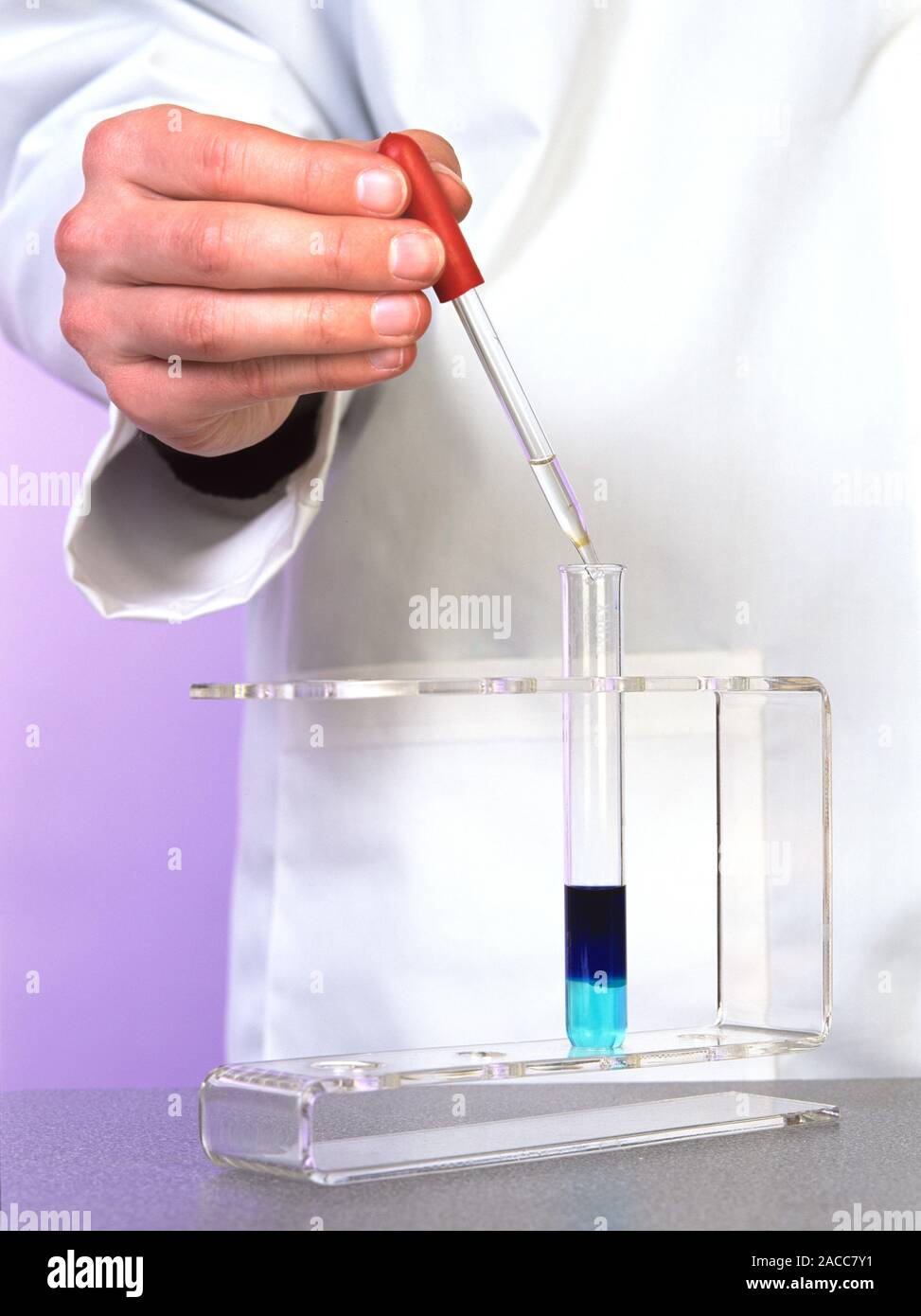 Butylamine-copper complex formation. Pipette being used to add ...