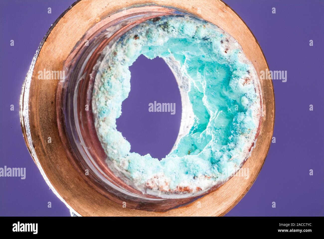 Limescale deposit in copper piping. Limescale is a mineral deposit ...