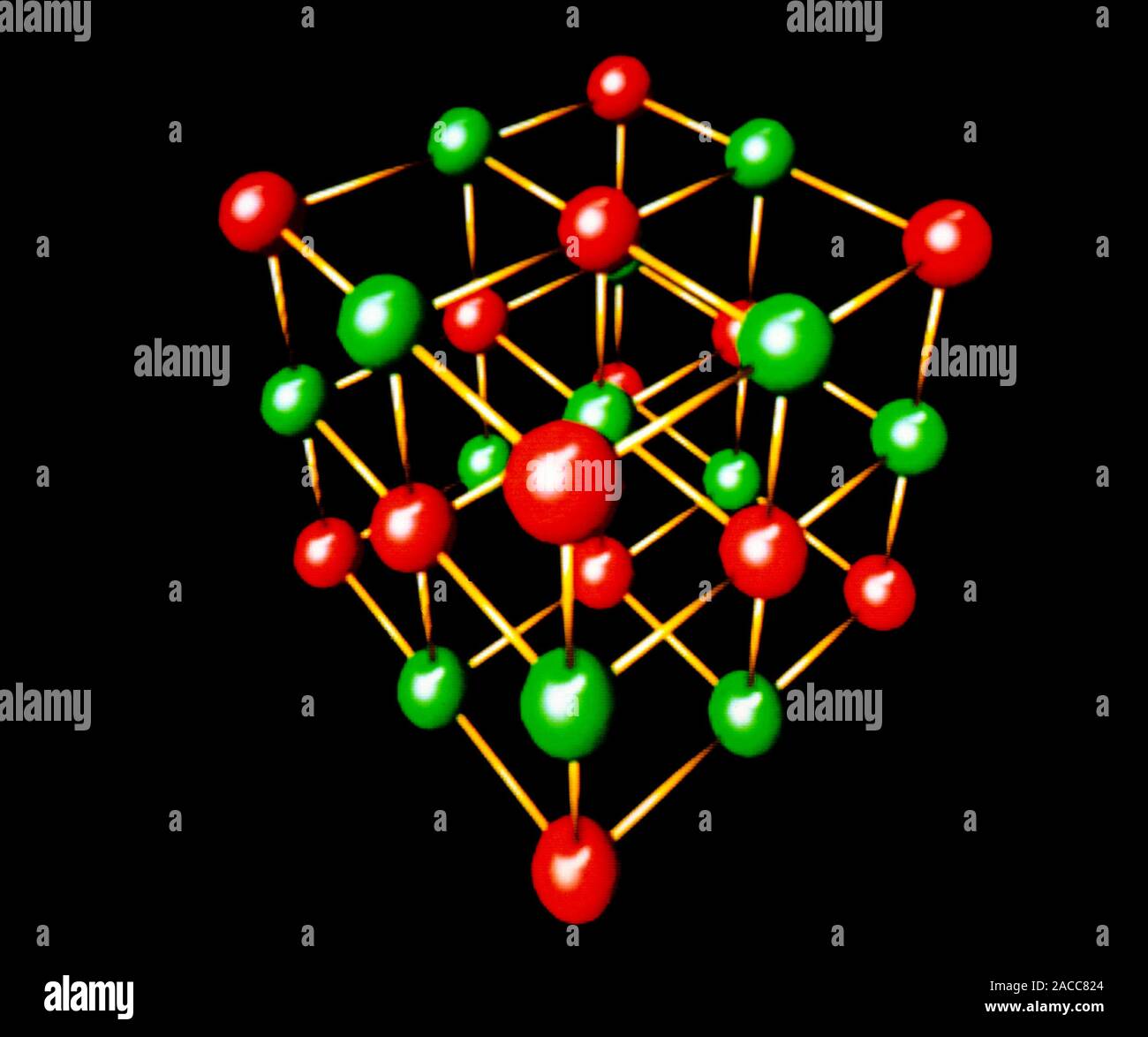 Model of the cubic crystal lattice of sodium chloride (pure common salt ...