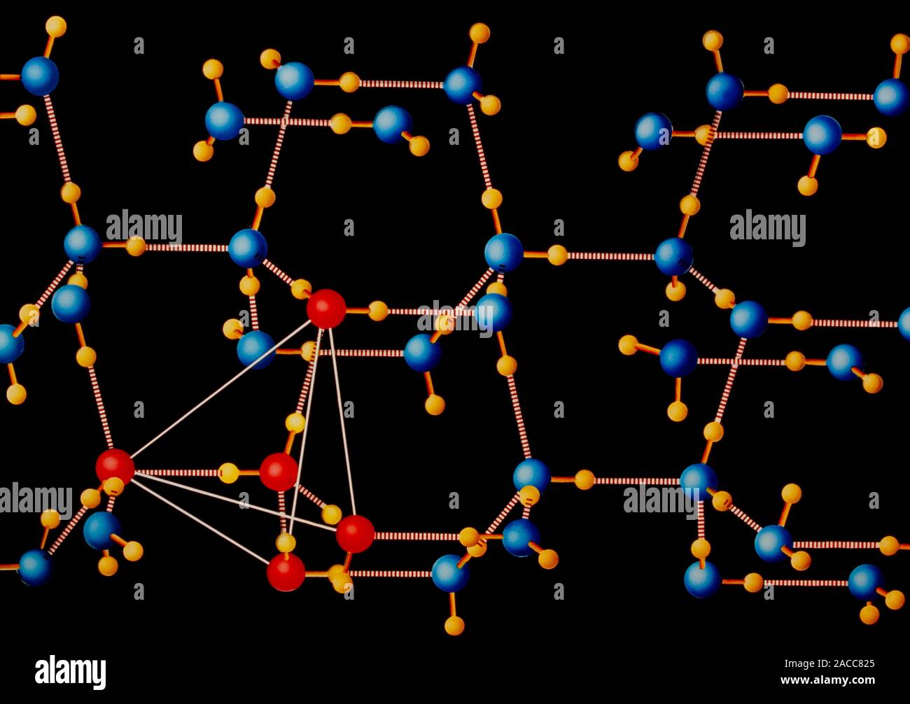 Illustration of the molecular structure of ice. Ice consists of, and is ...